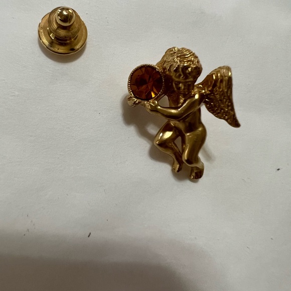 Avon | Jewelry | Vintage Avon Gold Angel Period Rhinestone Stick Pin ...